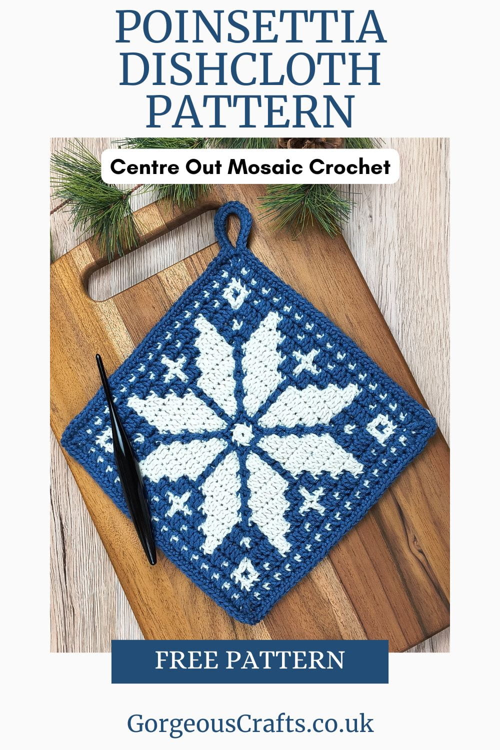Poinsettia Dishcloth - Free Mosaic Crochet Pattern - Gorgeous Crafts